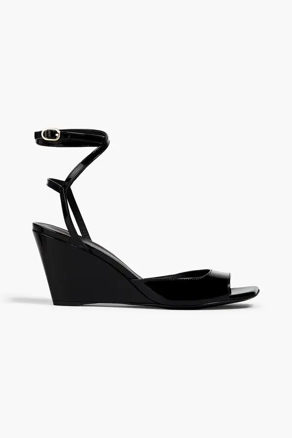 STUART WEITZMAN Tia 85 Patent-leather Wedge Sandals