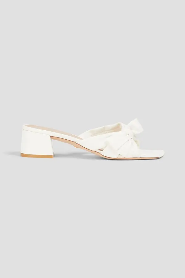 STUART WEITZMAN Sofia 45 Leather Mules With Bow Detailing - Ivory