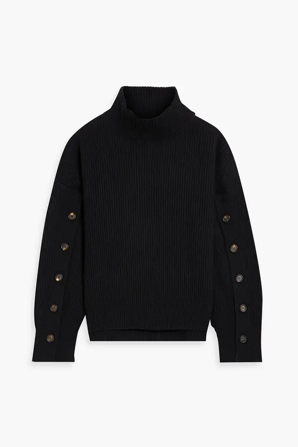 Brunello Cucinelli Ribbed Cashmere Turtleneck Sweater - Black