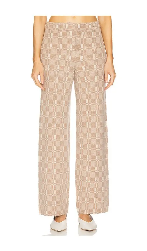 Naadam Luxe Plaid Jacquard Wide Leg Trouser
