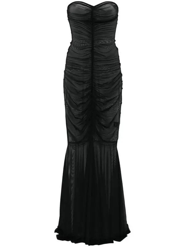 Norma Kamali Strapless Shirred Gown