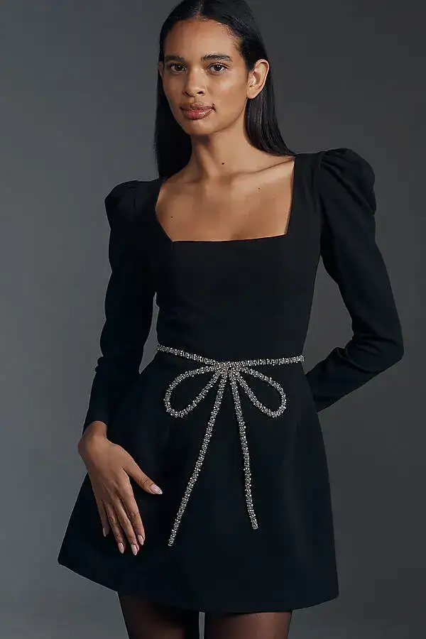 Helsi Crystal Bow Mini Dress In Black - 72% Off | Editorialist