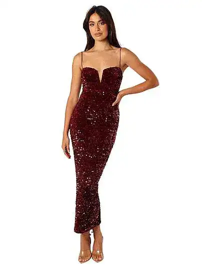 madison sequin maxi dress Our lady in red hits the red carpet  @quigleygoode wearing the Madison  Sequin Maxi Dress, should we bring her back in stock?