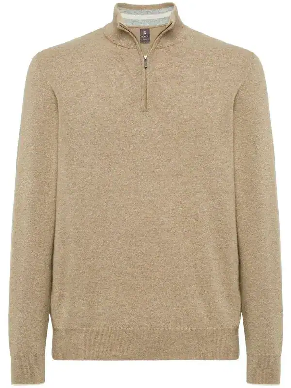 Boggi Milano Half-Zip Pullover In Neutrals 30% Off Editorialist