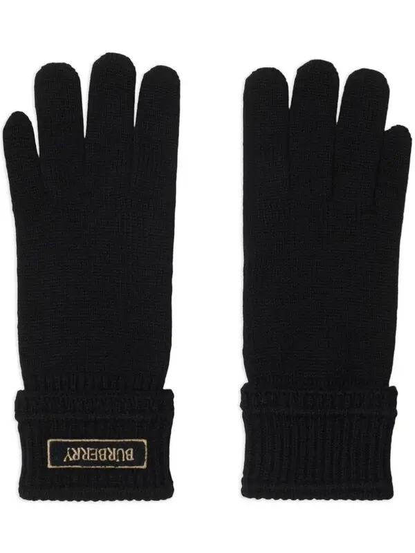 Burberry Logo-embroidered Gloves - Black