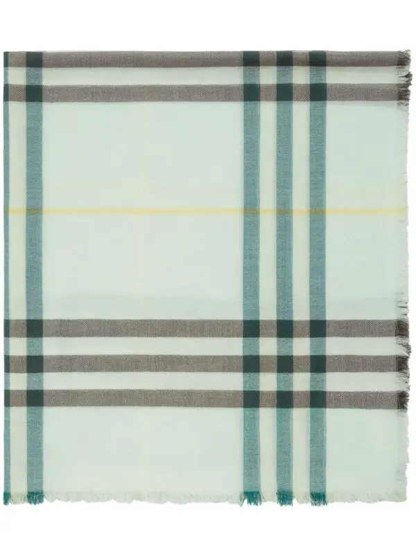Burberry Checked Wool Scarf - Green