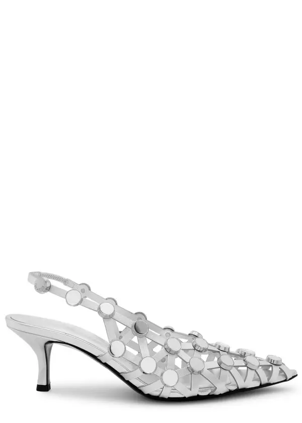 Attico Grid 50 Embellished Slingback Pumps - Silver