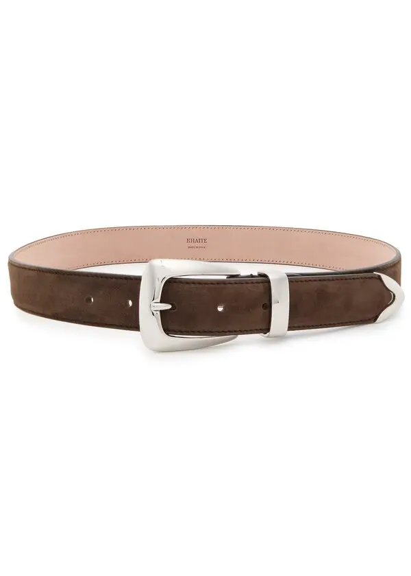 Khaite Benny Suede Belt - Dark Brown