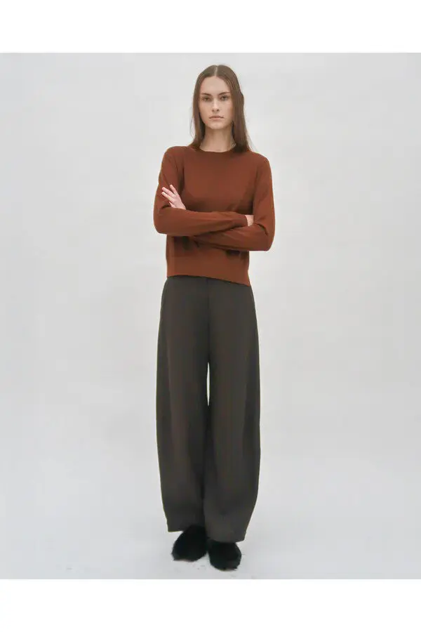 Rosetta Getty Boxy Crewneck Sweater - Brown