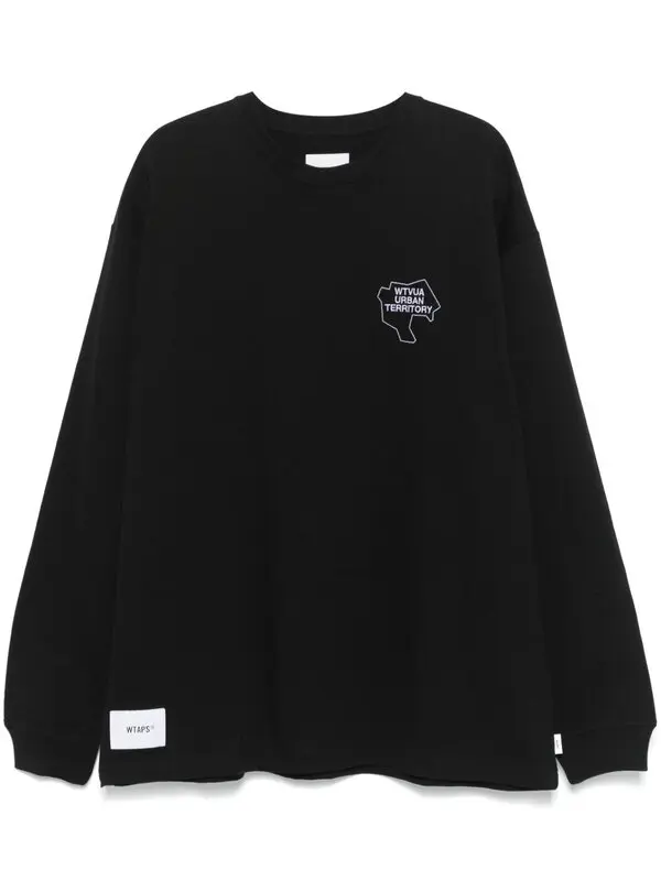 WTAPS Slogan-embroidered T-shirt - Black