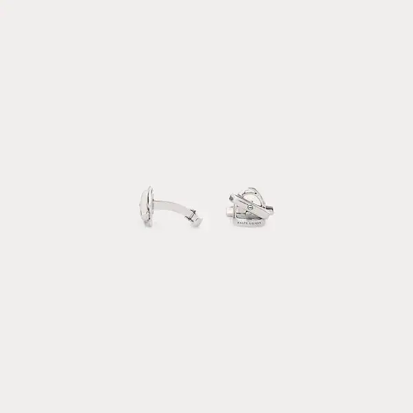 Ralph Lauren Sterling Silver Polo Mallet Cuff Links Grey