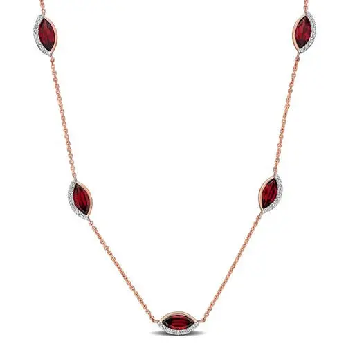 JULIANNA B. Birthstone And Diamond 14k Gold Necklace - Garnet