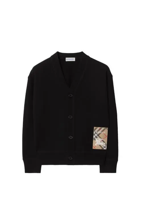 Burberry Check Label Wool Cardigan