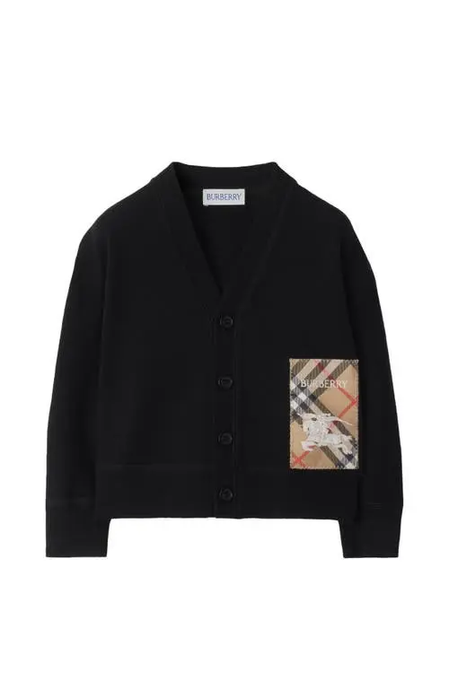 Burberry Check Label Wool Cardigan