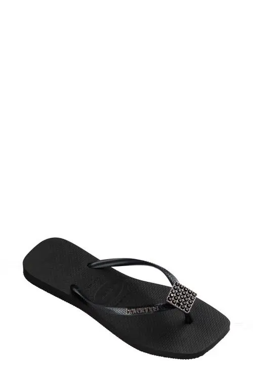 Havaianas Slim Crystal Charm Flip Flop - Black