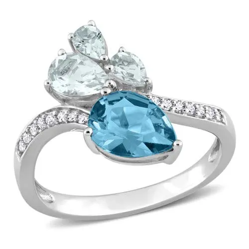 JULIANNA B. Aquamarine, Topaz, And Diamond Ring