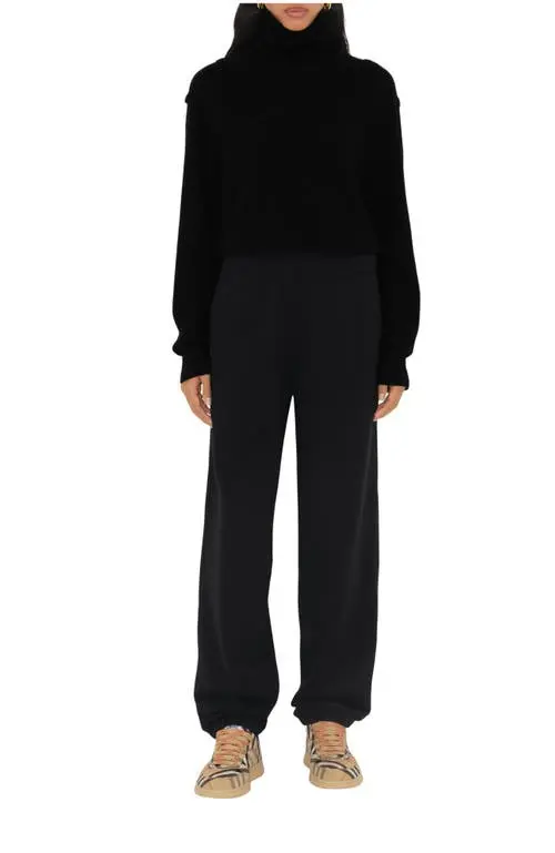 Burberry Check Label Cotton Jogging Pants - Black