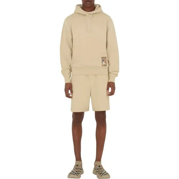 Burberry Check Label Cotton Shorts - Nutmeg