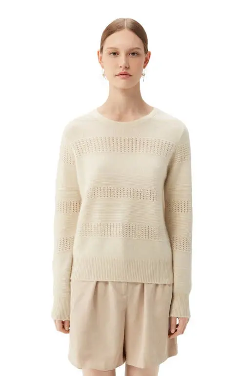 GOBI MONGOLIAN CASHMERE Patterned Crewneck Sweater