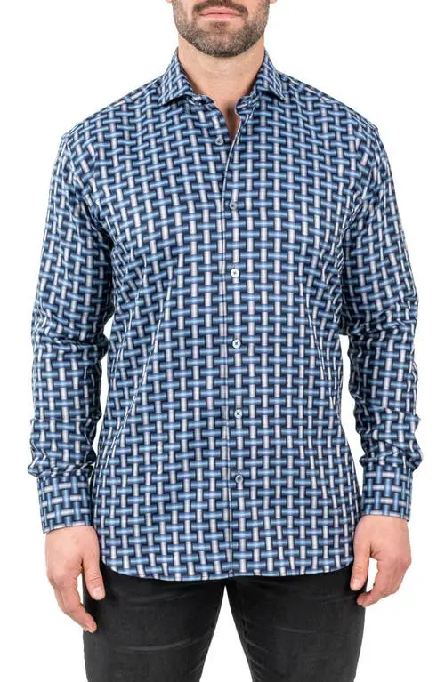 MACEOO Einstein Jacqdigiweave Contemporary Fit Cotton Blend Button-up Shirt