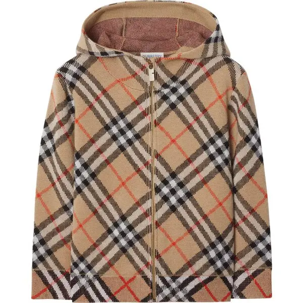 Burberry Check Wool Zip Hoodie