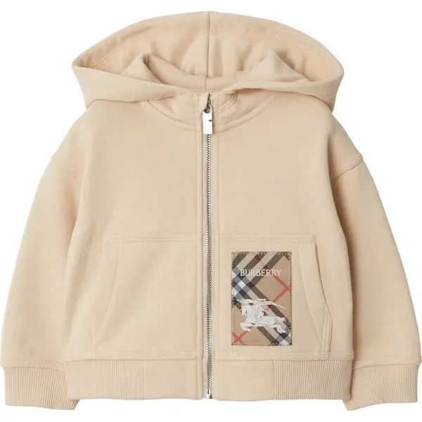 Burberry Check Label Cotton Zip Hoodie - Calico