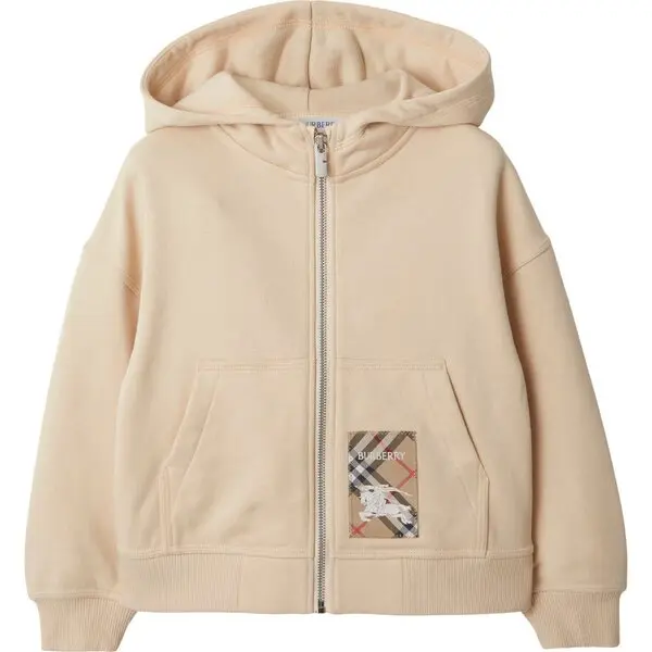 Burberry Check Label Cotton Zip Hoodie - Calico