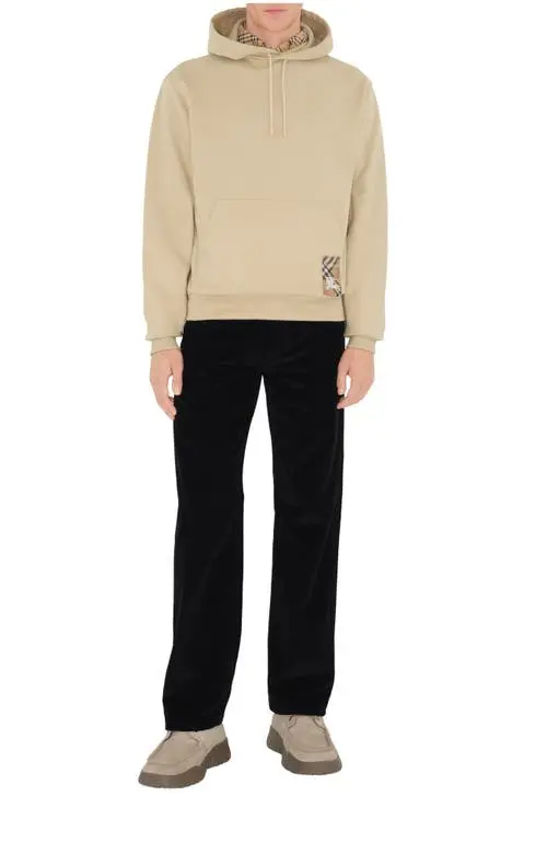 Burberry Check Label Cotton Hoodie - Nutmeg