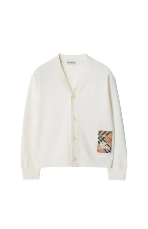Burberry Check Label Wool Cardigan