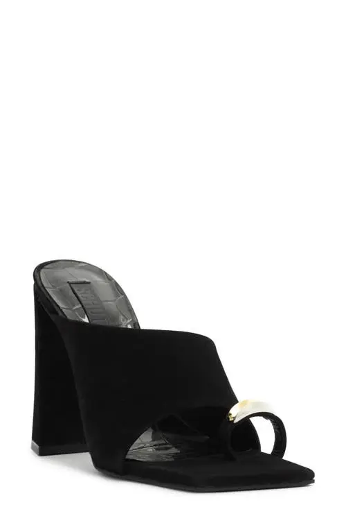 Schutz Jodie Nubuck Leather Slide Sandal - Black