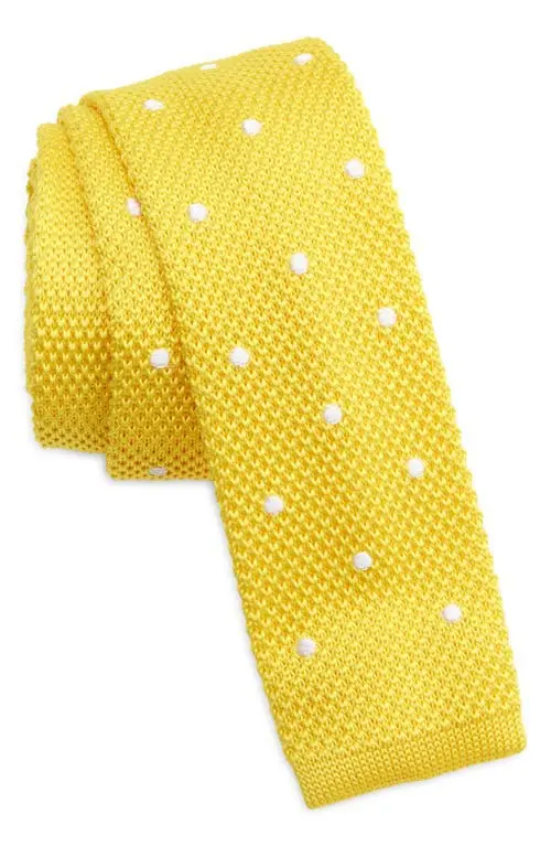 CLIFTON WILSON Polka Dot Knit Neck Tie - Yellow