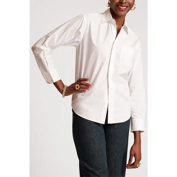 FRANCES VALENTINE Button-down Cotton Poplin Shirt - White