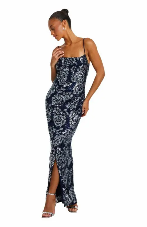 QUIZ Sequin Cowl Neck Maxi Dress