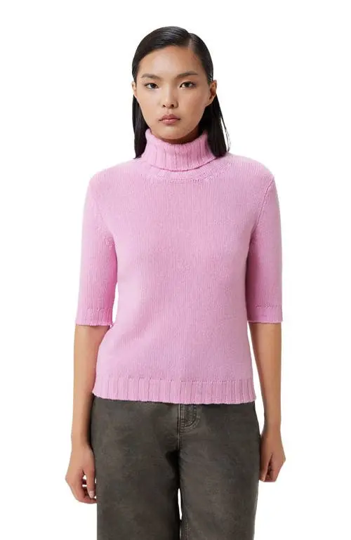 GOBI MONGOLIAN CASHMERE T-neck Top - Pink Frosting