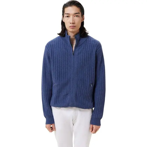 GOBI MONGOLIAN CASHMERE Full-zipper Cardigan - Crown Blue