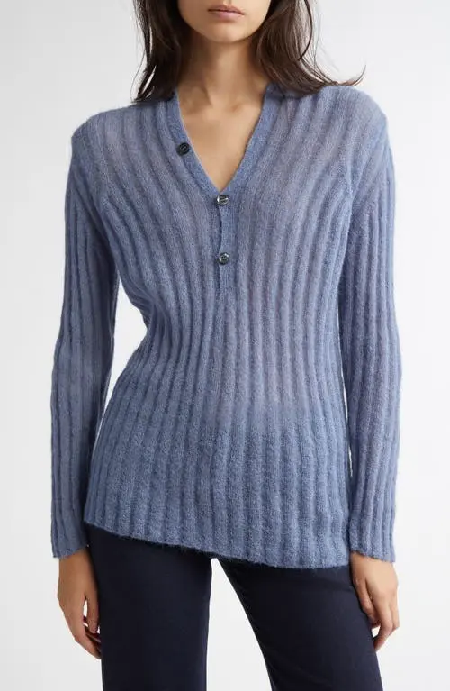 Paloma Wool Naor Button Back Mohair & Alpaca Blend Rib Cardigan - Lavender