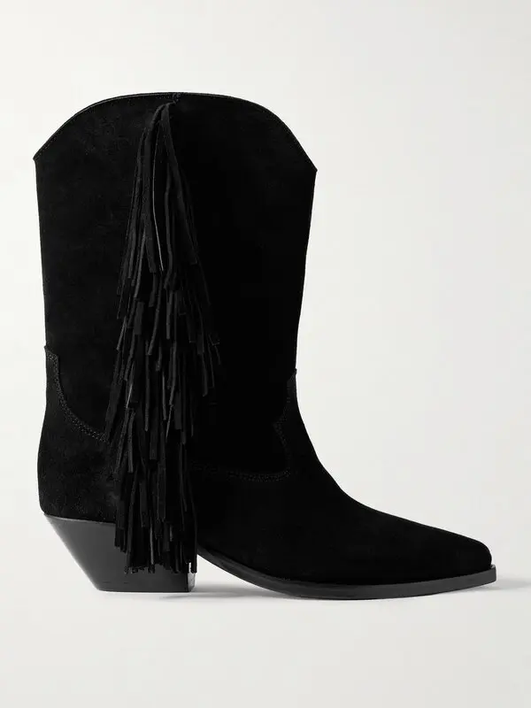 Isabel Marant Duerto Fringed Suede Boots - Black