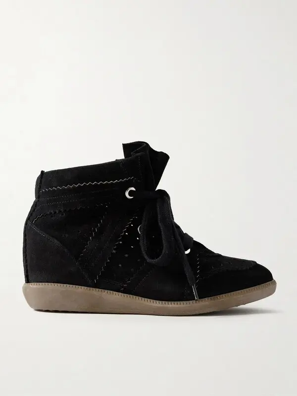 Isabel Marant Bobby Suede Wedge Sneakers - Black