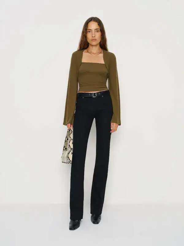Reformation Chloe Knit Shrug Set - Green | Editorialist