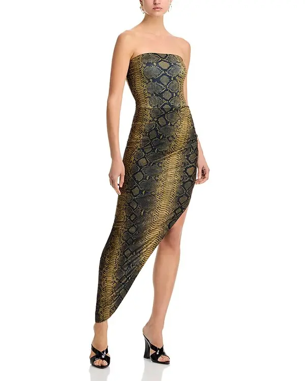 Norma Kamali Printed Strapless Gown
