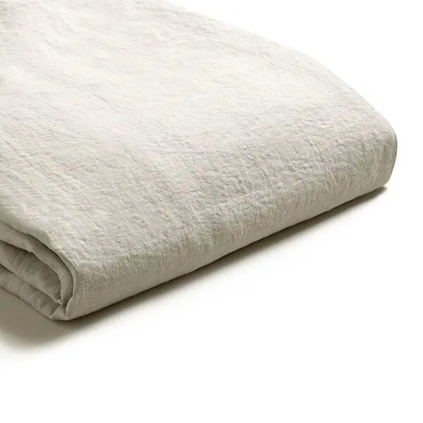 PIGLET IN BED Linen Blend Flat Sheet - Oatmeal