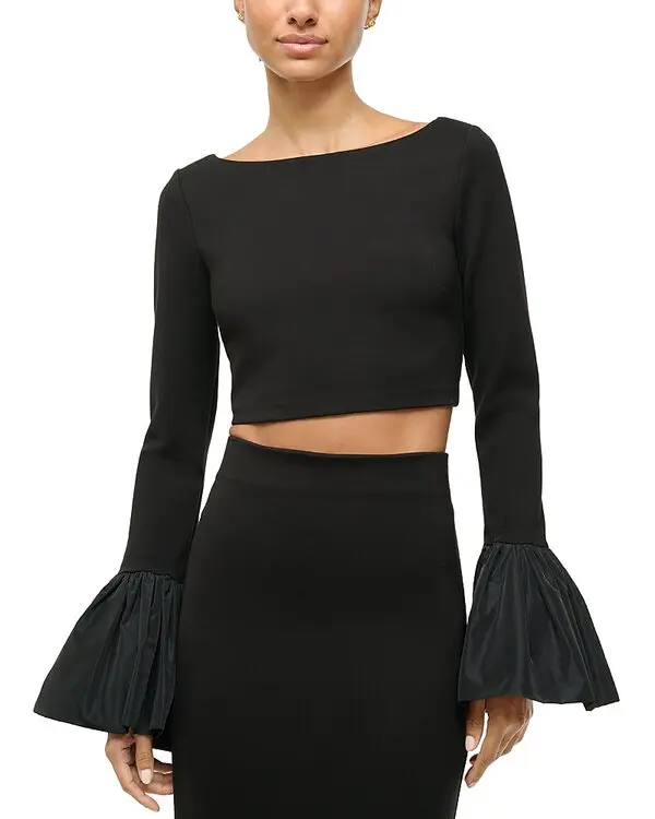 Staud Paige Bell Sleeve Top - Black