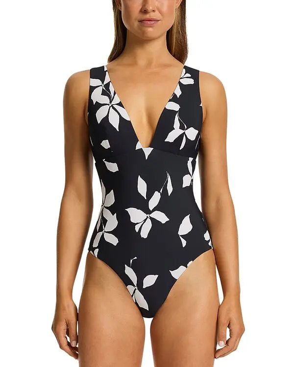 JETS Plunge Neck One-piece Swimsuit - Black