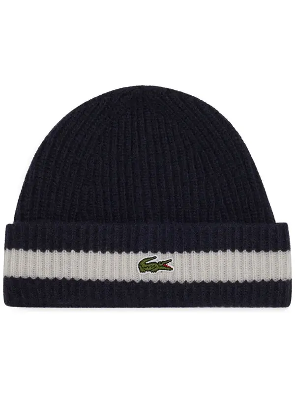 Lacoste Ribbed-knit Beanie - Blue