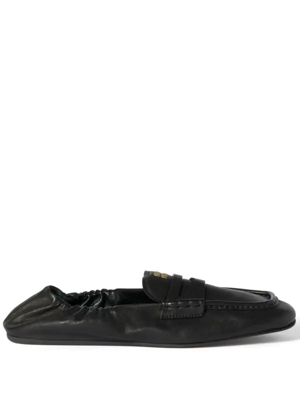 Miu Miu Embossed-logo Loafers - Black