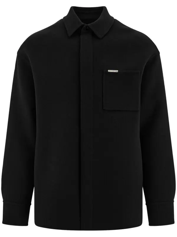 FERRAGAMO Logo-plaque Buttoned Shirt Jacket - Black