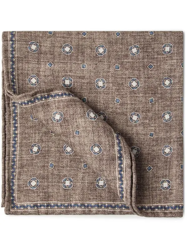 Brunello Cucinelli Graphic-print Silk Pocket Square - Brown