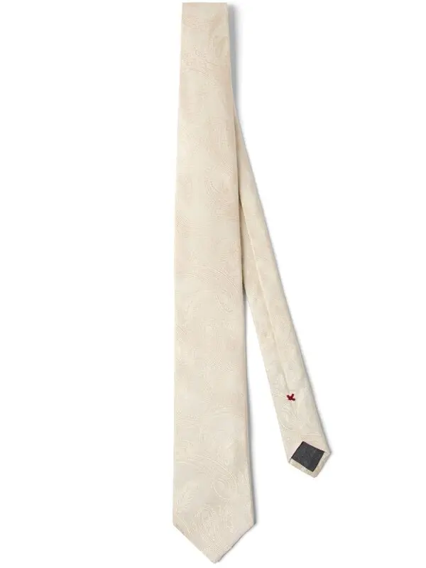 Brunello Cucinelli Paisley-print Silk Tie - White