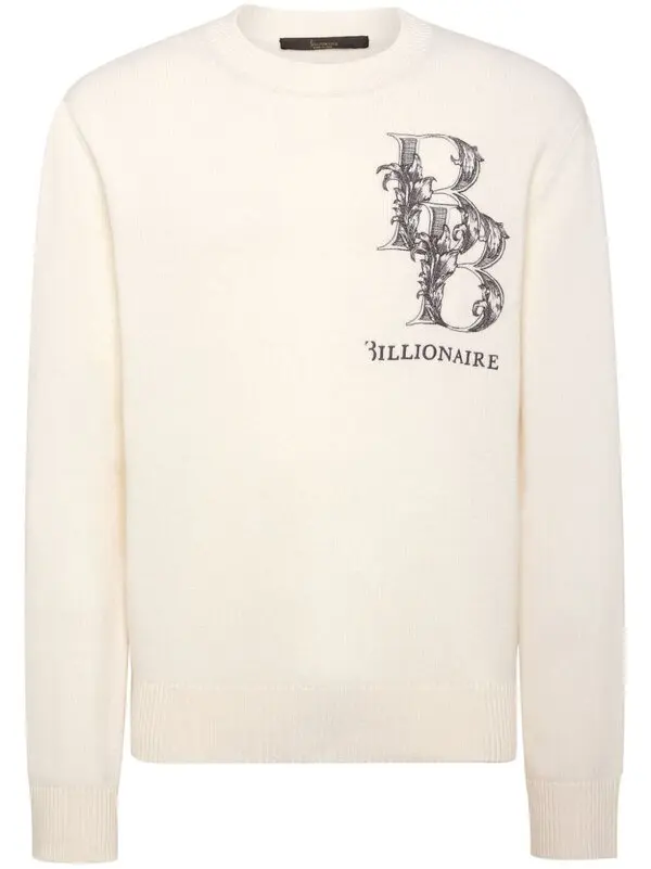 BILLIONAIRE Monogram-print Jumper - White