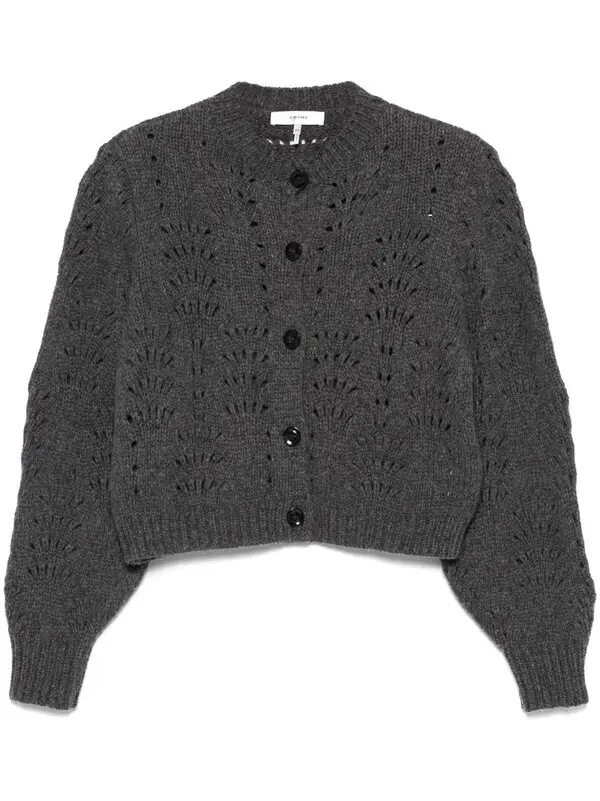 FRAME Textured Merino Wool Cardigan - Grey